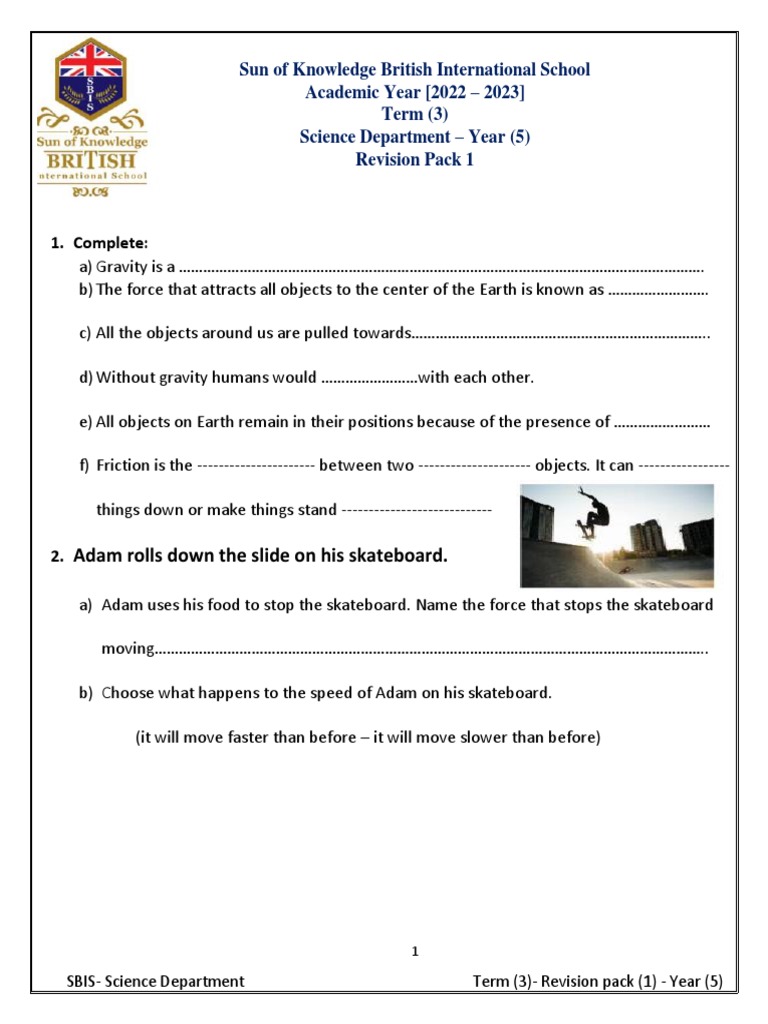 Term (3) - Science Revision Pack (1) - Year | PDF | Force | Magnet