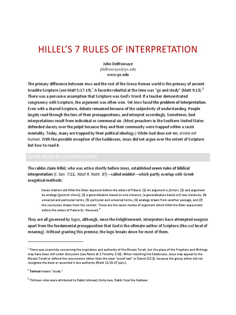 Hillels Seven Rules of Interpretation | PDF