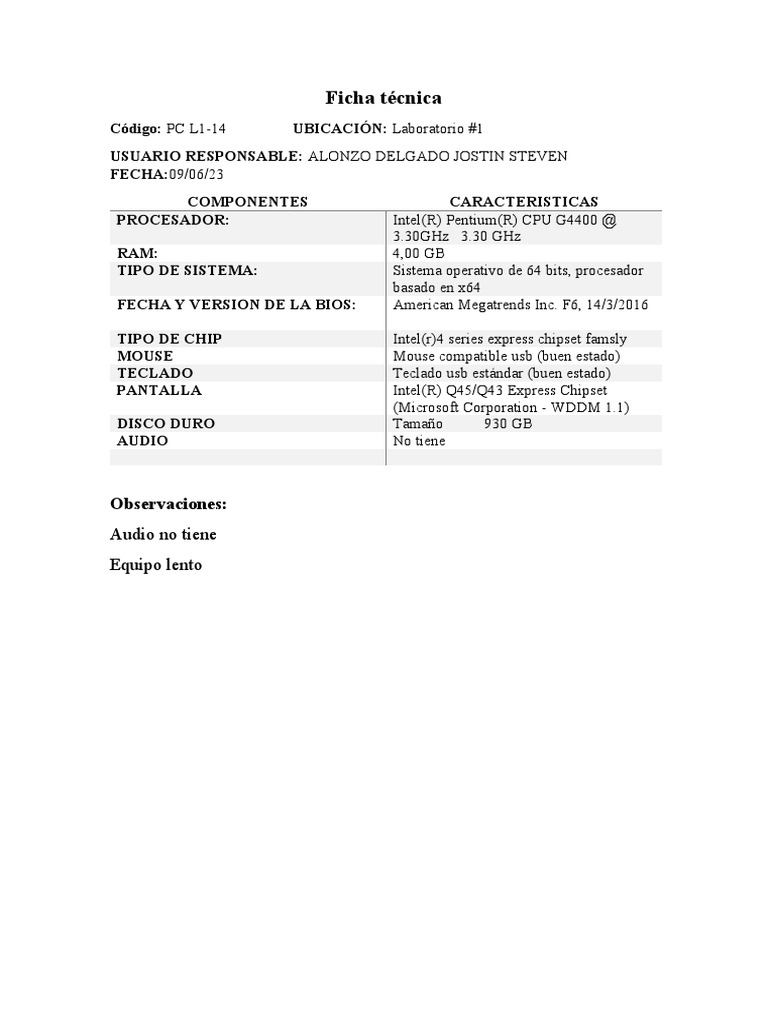 Ficha Técnica Alonzo | Descargar gratis PDF | Ingeniería de software | Empresas de software de ...