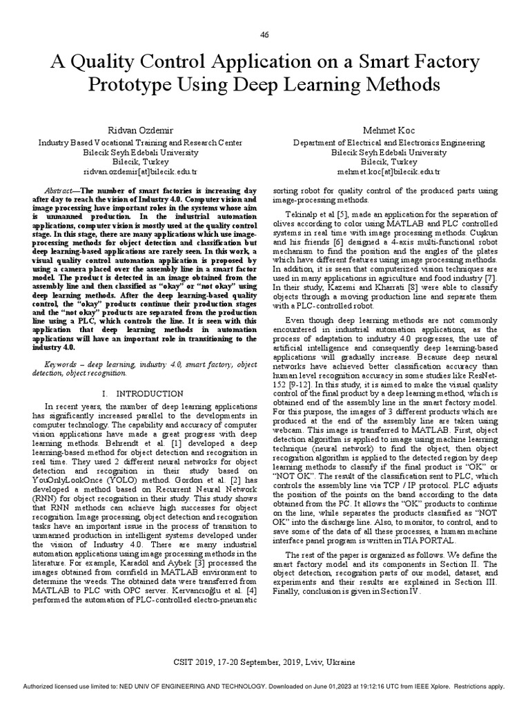 Deep Learning for Smart Factory Quality Control | PDF | Deep Learning ...