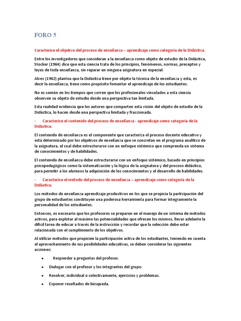 Foro 5 | PDF | Enseñando | Evaluación