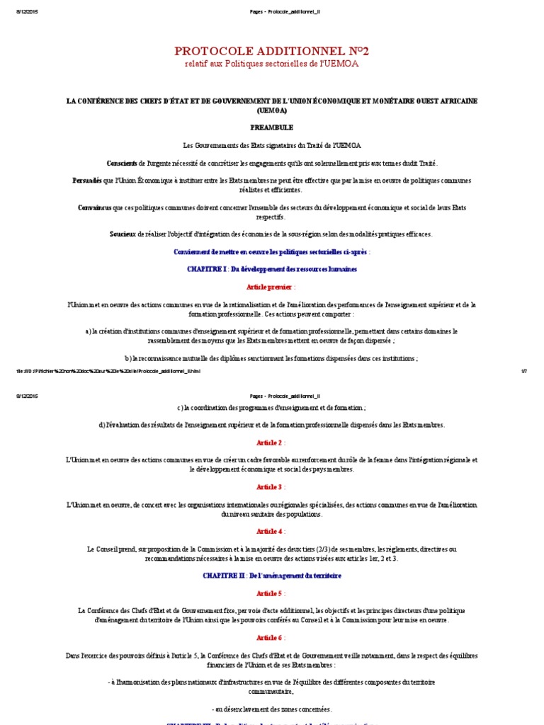 Pages - Protocole Additionnel II | PDF