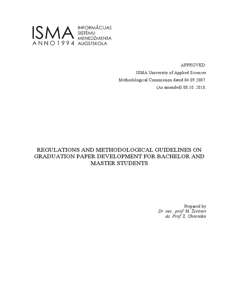 ISMA Regulations On Graduation Paper Development 2021 | PDF ...