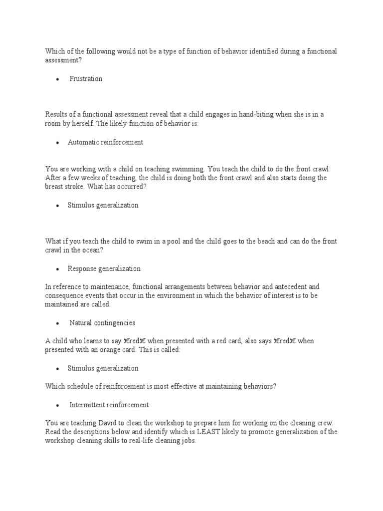 ABA Questions | PDF | Wellness