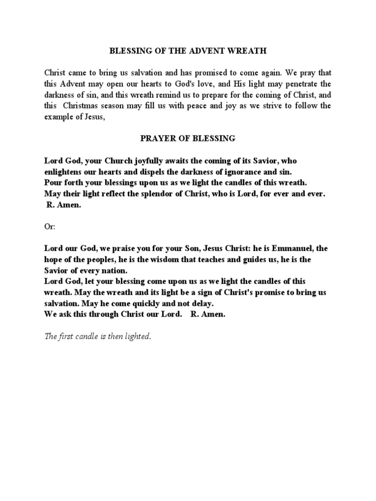 Blessing of The Advent Wreath | PDF | Art | Poetry