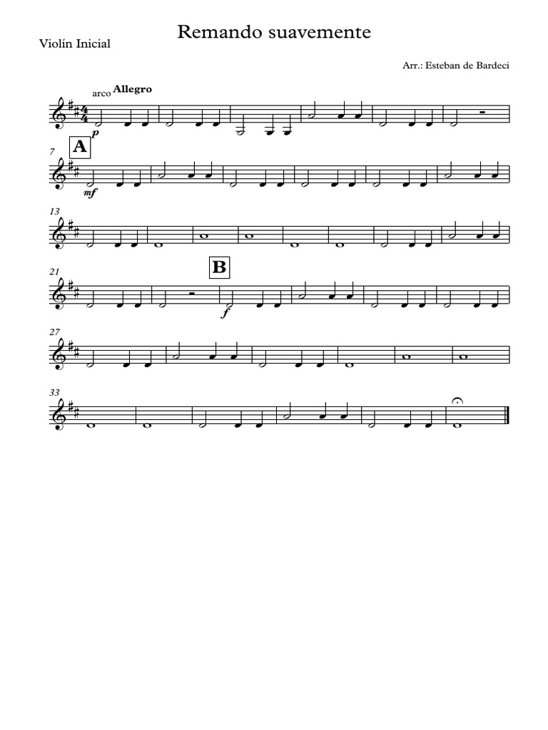 Remando Suavemente - Violín Inicial | PDF