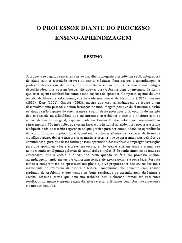 O Professor | PDF | Aprendizado | Pedagogia