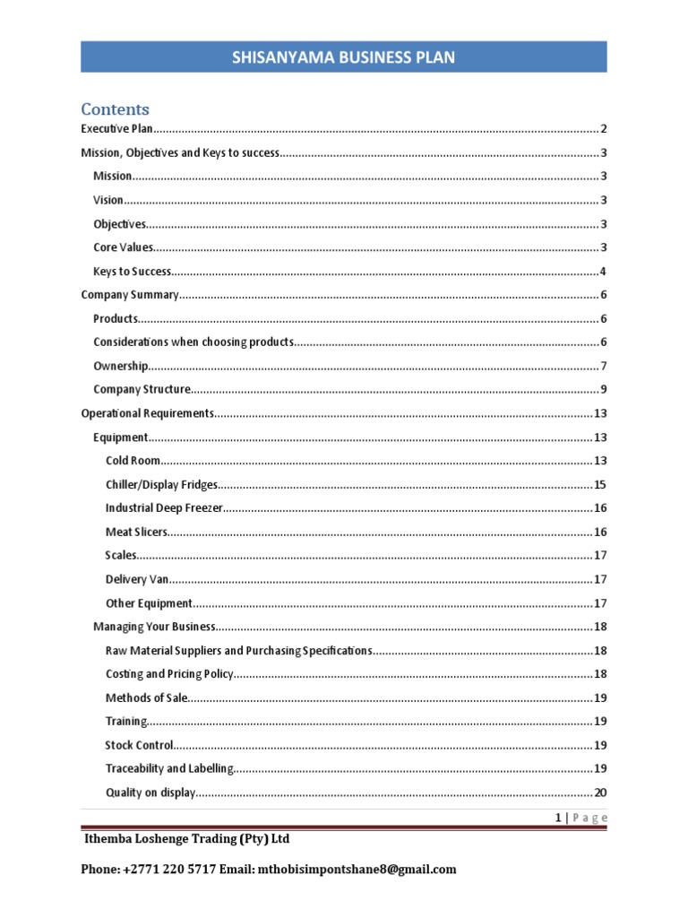 Butchery Business Plan - Ithemba Loshenge Trading (Pty) LTD EDITED ...