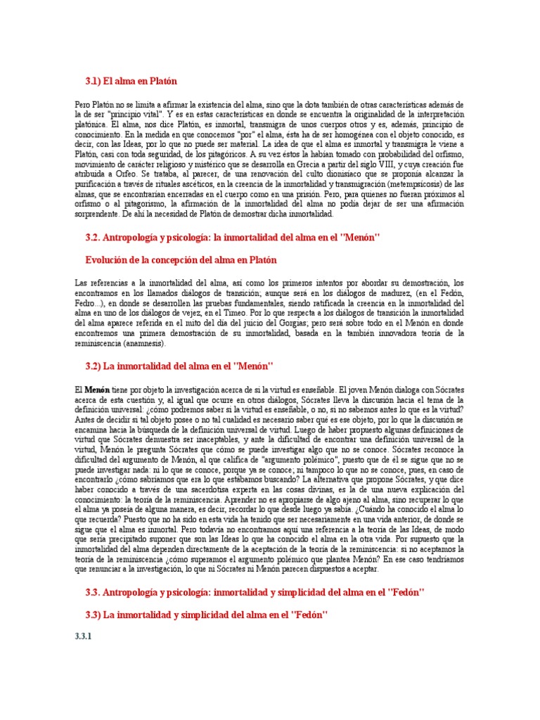 Platon El Alma | PDF | Platón | Alma