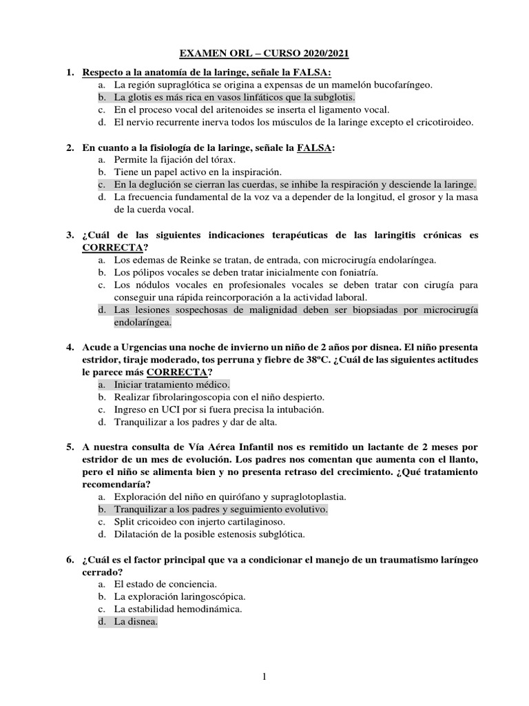 Examen Orl 2020-2021 | PDF