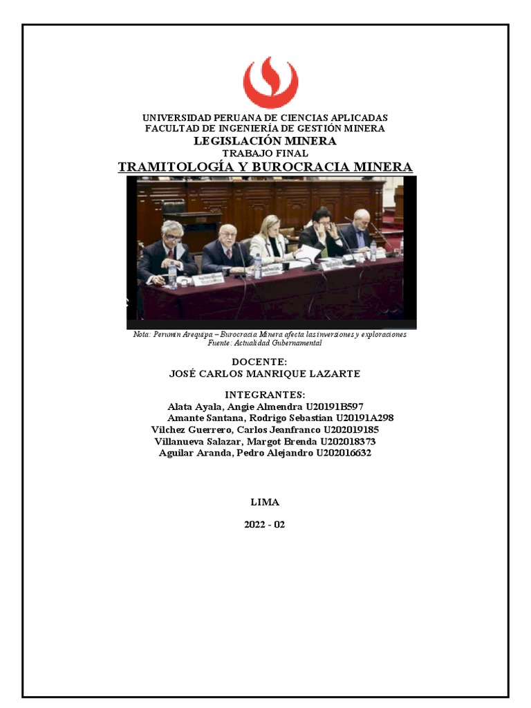 TF LEGISLACIÓN MINERA AVANCE (Reparado) | PDF | Minería | Perú