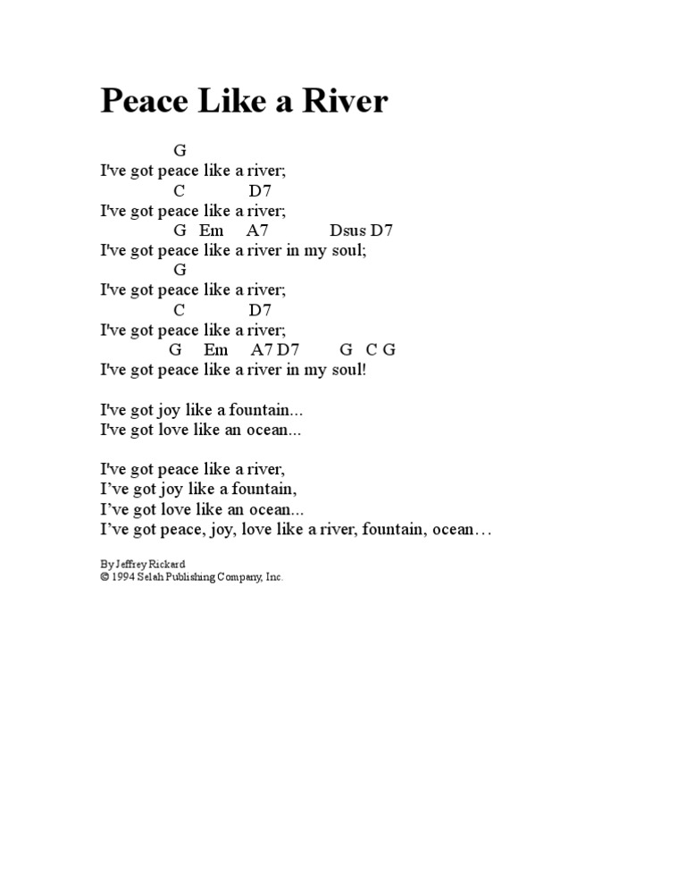 Peace Like a River in G