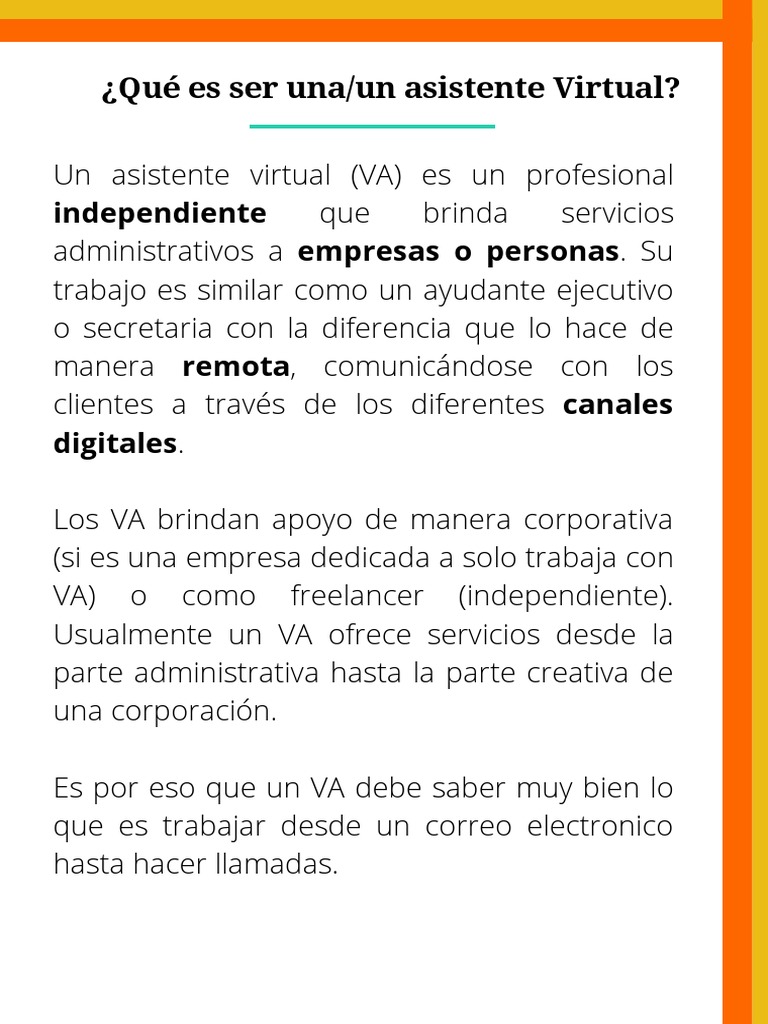 Guia y Recomendaciones para Ser Asistente Virtual-3 | PDF