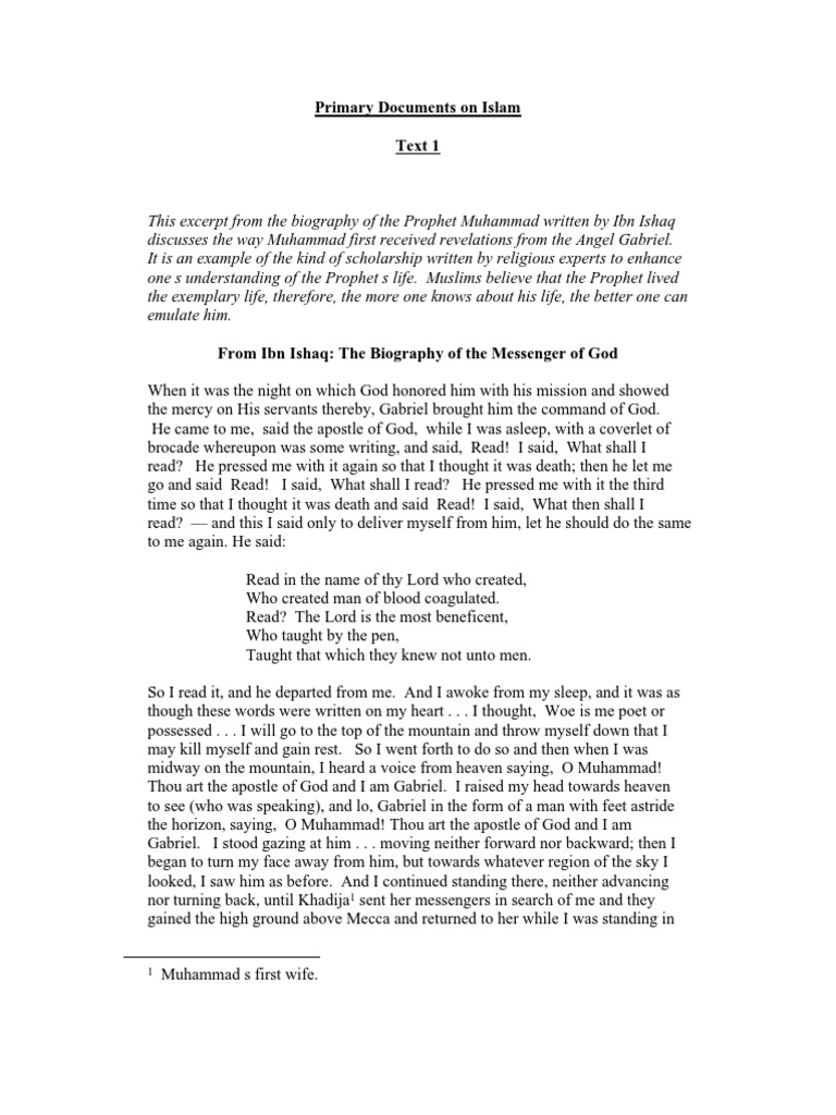 Muhammad First Received Revelations | PDF | Gabriel | Muhammad