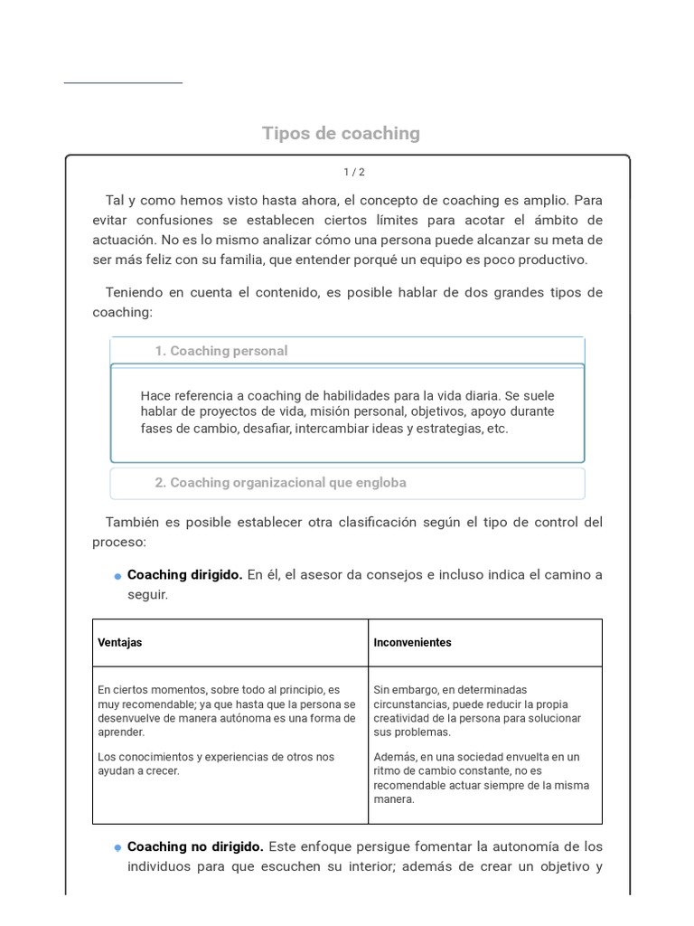 Tipos de Coaching | PDF | Liderazgo | Ciencia cognitiva
