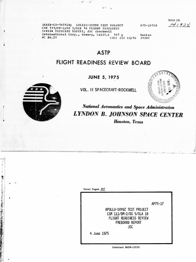 ASTP Flight Readiness Review Preboard Report, JSC | PDF | Apollo ...
