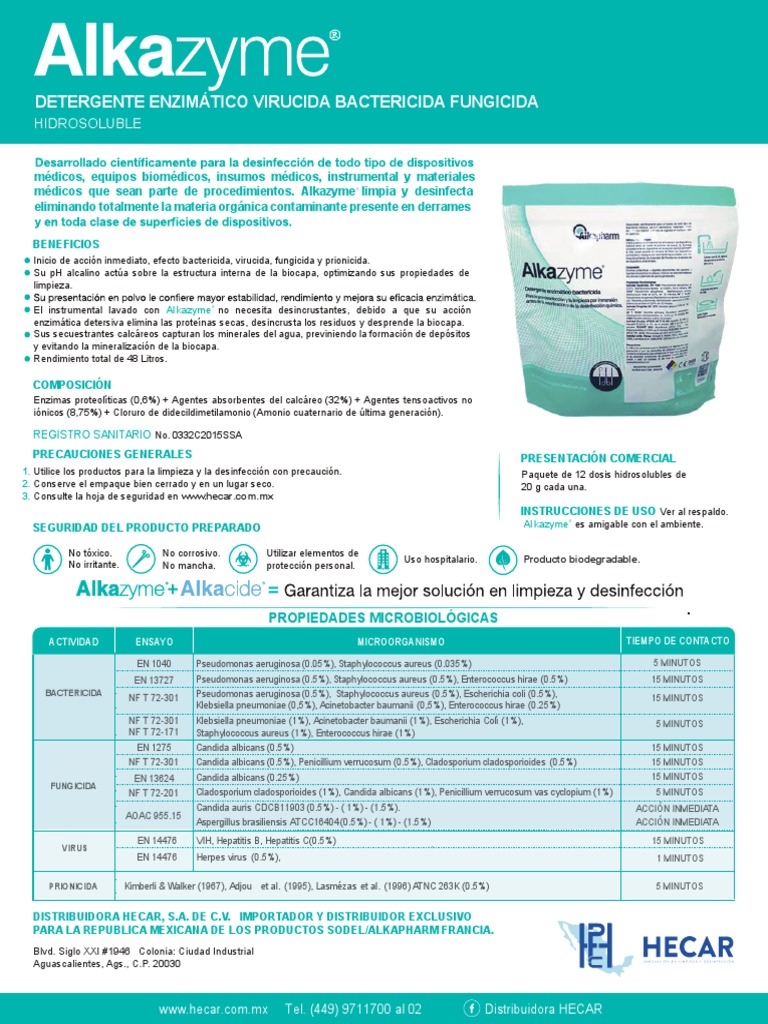 Ficha Tecnica Alkazyme | PDF | Agua | Detergente