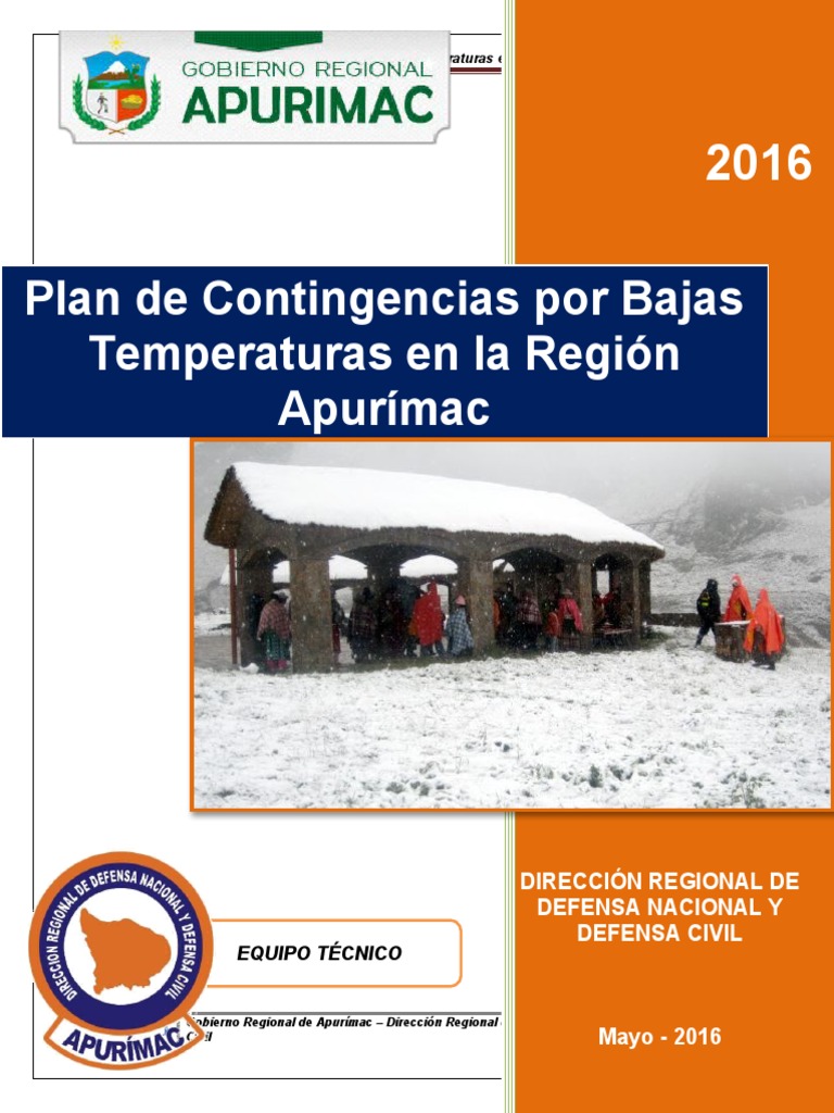 Plan de Contingencias Ante Bajas Temperatiras Región Apurímac | PDF | Defensa Civil | Agricultura