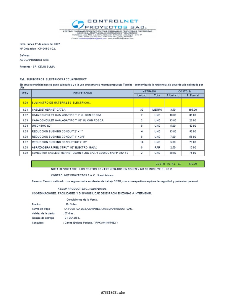Accuaproduct Sac. | PDF