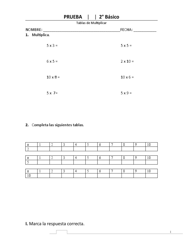 Ejercicios de Multiplicación 2° Básico | PDF | Métodos y materiales de ...