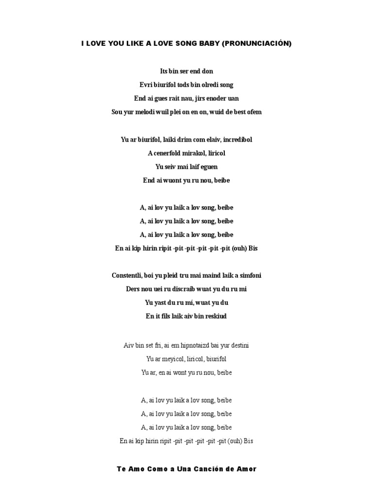 I Love You Like A Love Song Baby | PDF