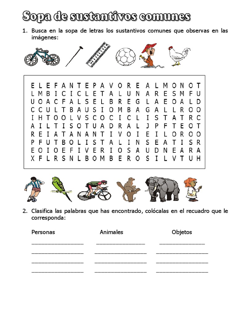 Actividades de Sustantivos y Vocales | PDF | Lingüística