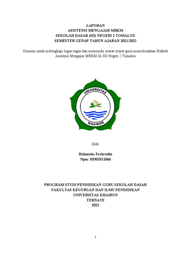 Laporan Asistensi Mengajar MBKM SD | PDF