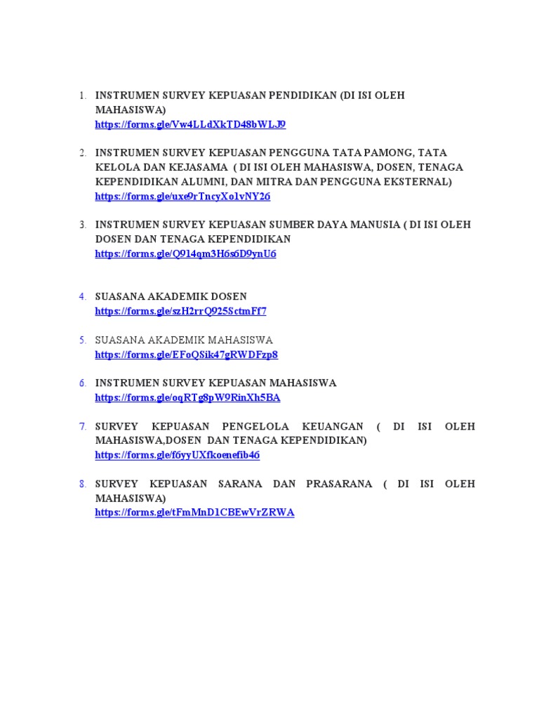 Instrumen Survey Kepuasan Pendidikan | PDF | Sains & Matematika