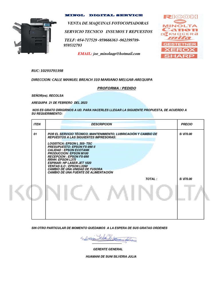 Proforma Impresoras | PDF