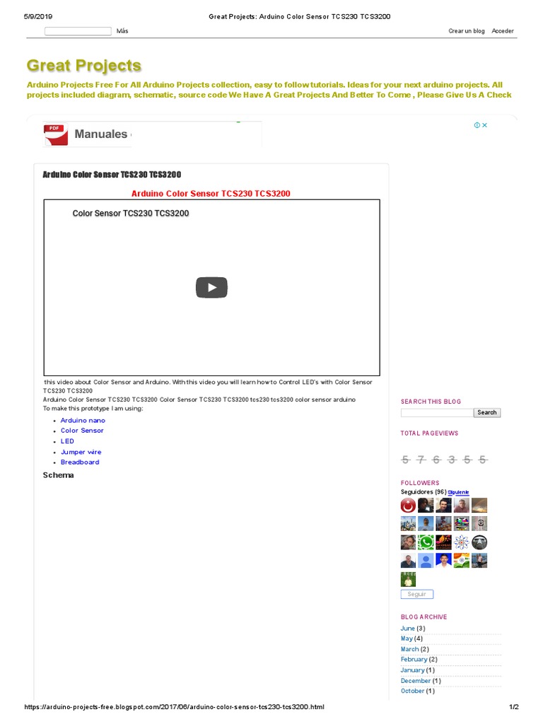 Great Projects Arduino Color Sensor TCS230 TCS3200 | PDF | Arduino | Blog
