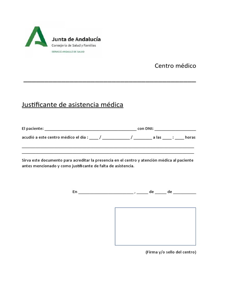 Justificante Medico Plantilla Andalucia | PDF