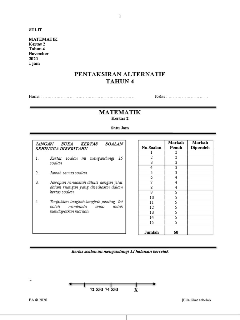 Soalan PAT 2020 - MT T4 K2 | PDF
