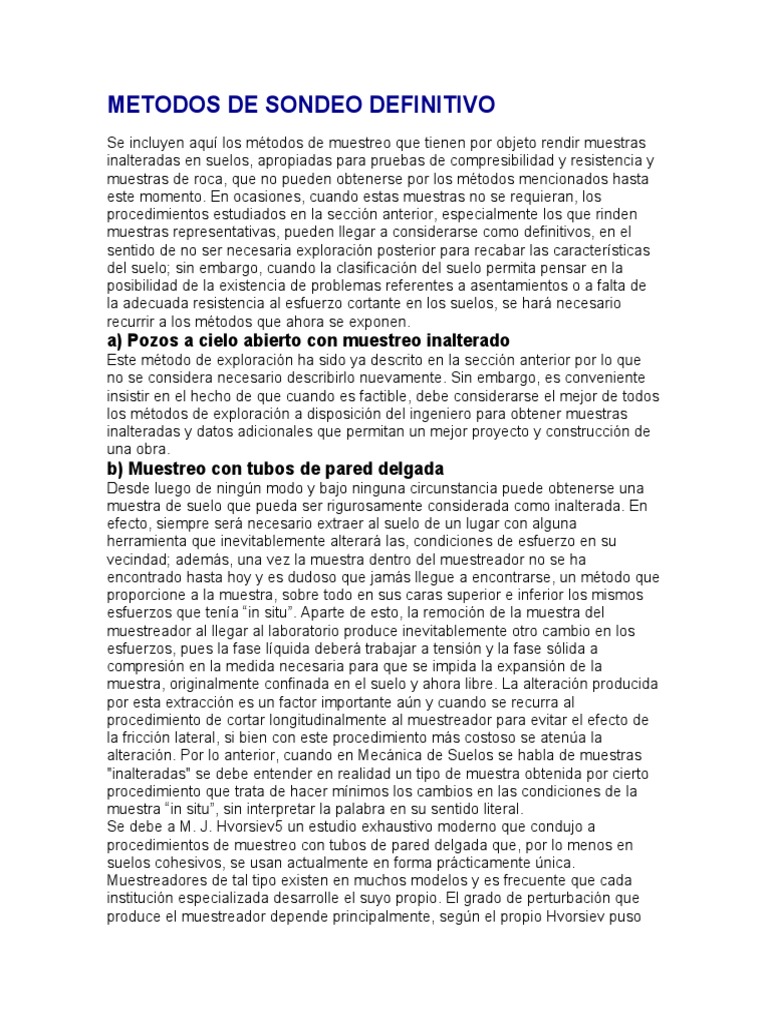 Metodos de Sondeo Definitivo | PDF