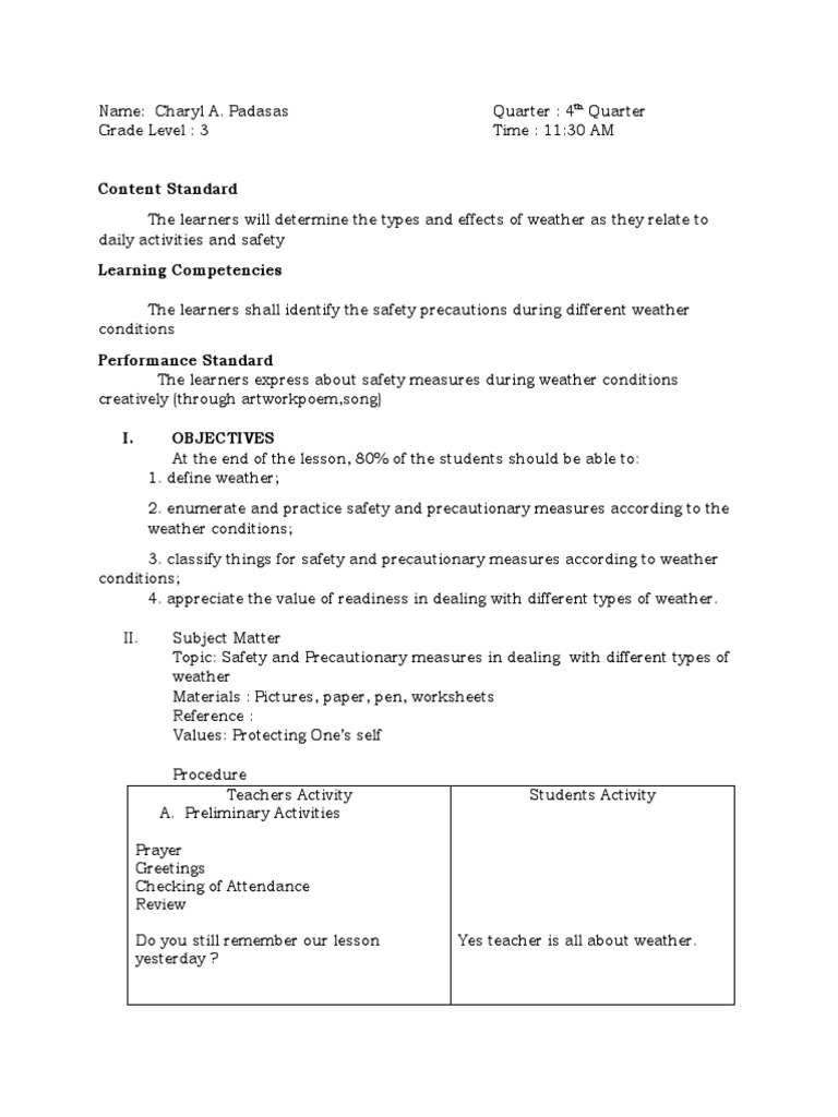 COT Grade 3 Final | PDF | Weather | Sky