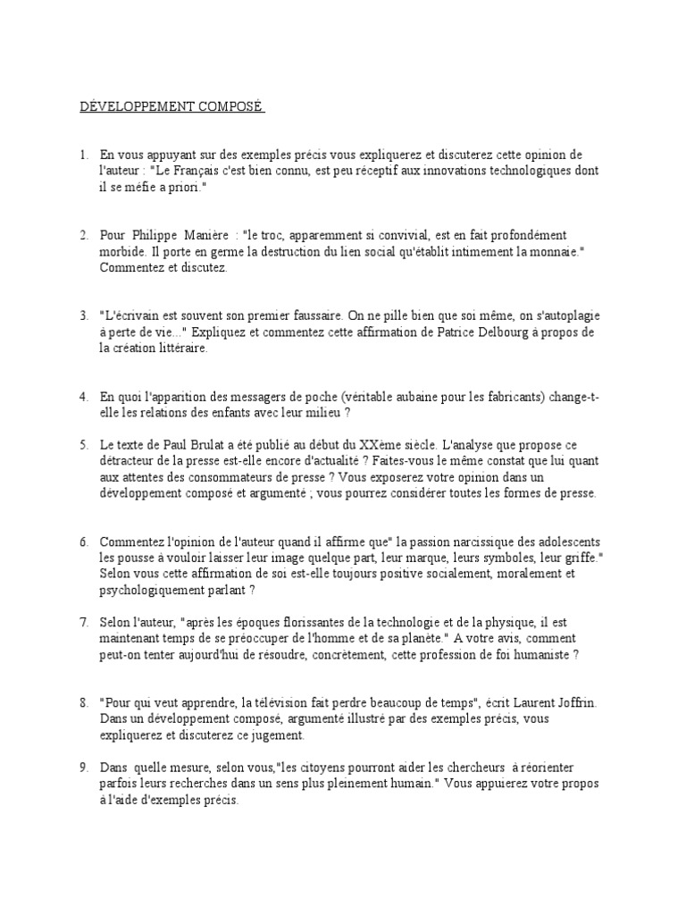 BTS Sujets Essai | PDF