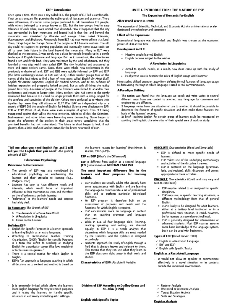 English For Specific Purposes | PDF