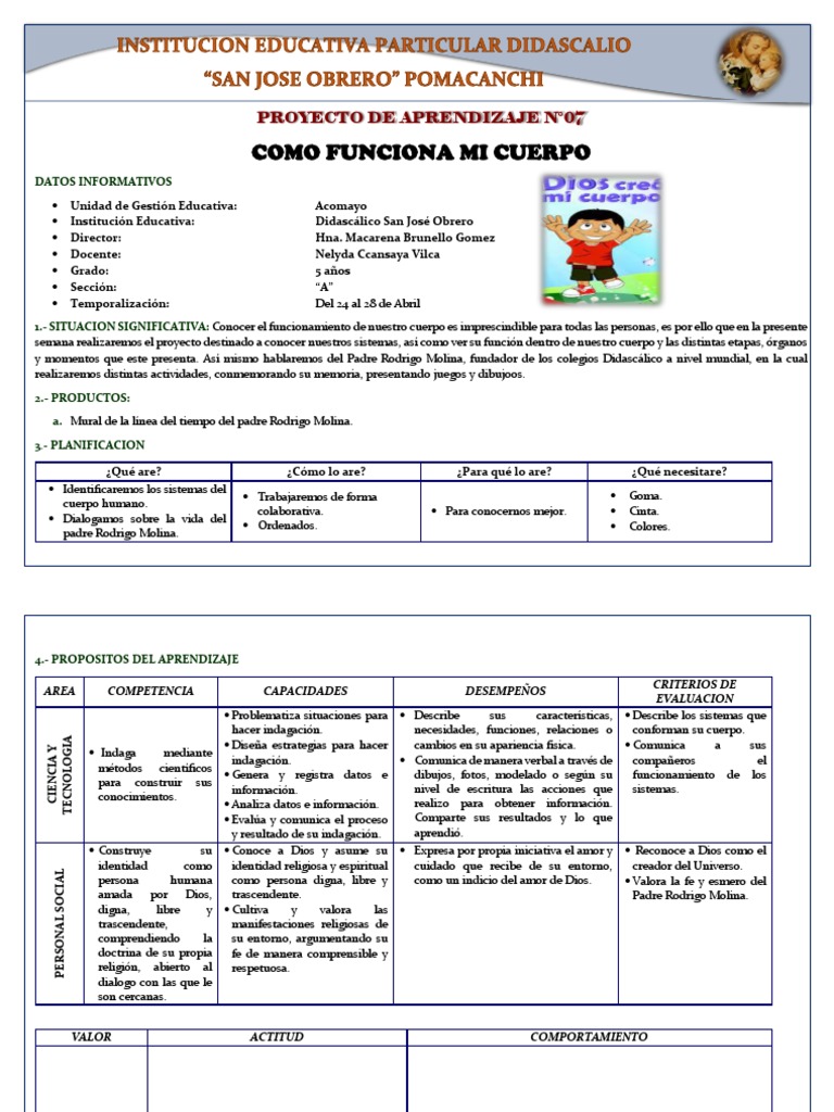 Proyecto de Aprendizaje N°07 | PDF | Aprendizaje | Dios