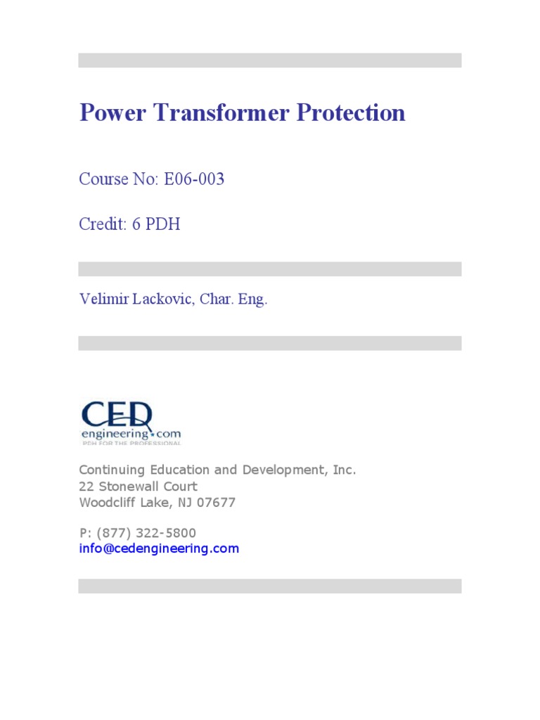 Power Transformer Protection R1 Pdf Transformer Fuse Electrical