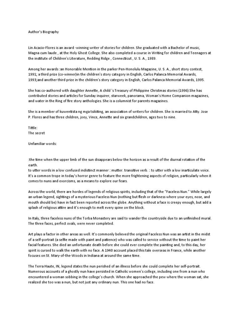 The Secret by Lin Acacio-Flores | PDF