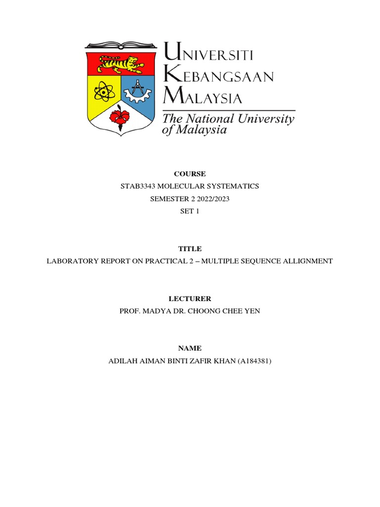 Laboratory Report On Practical 2 - Multiple Sequence Allignment ...