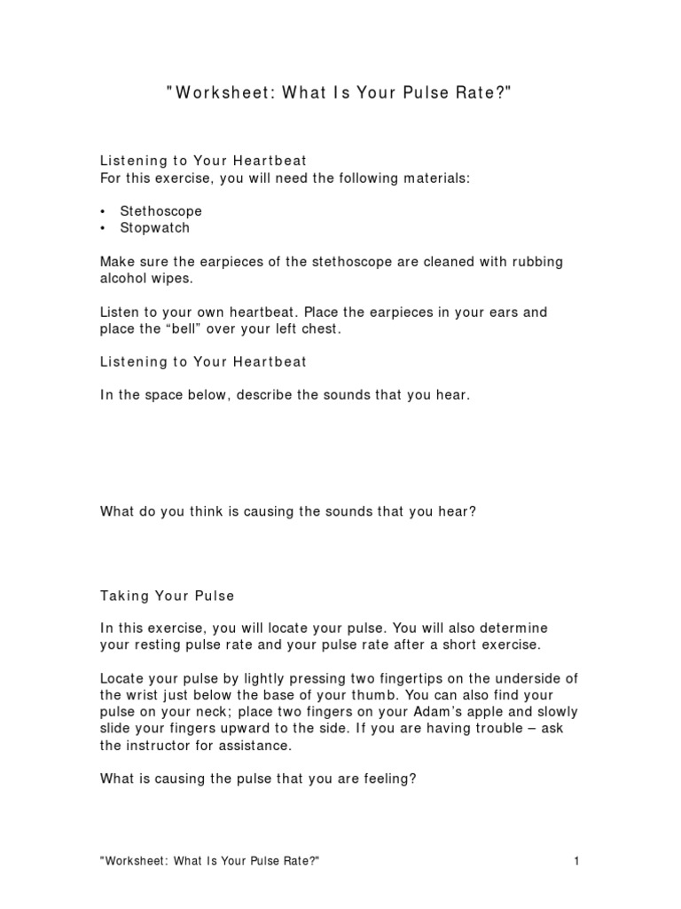 Pulse Activity | Download Free PDF | Pulse | Heart Rate