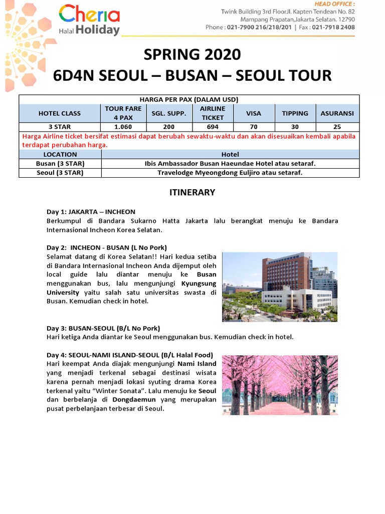 Spring 2020 Seoul - Busan - Seoul Tour | PDF