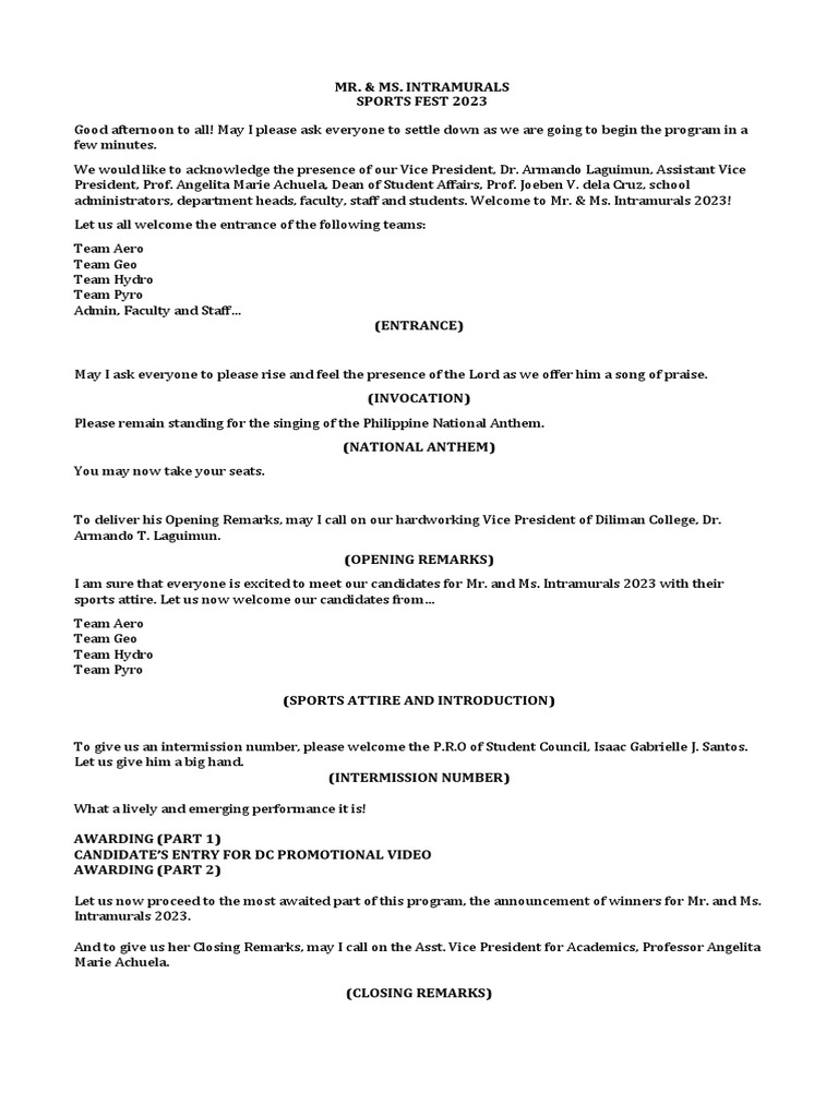 Script Sports Fest | PDF