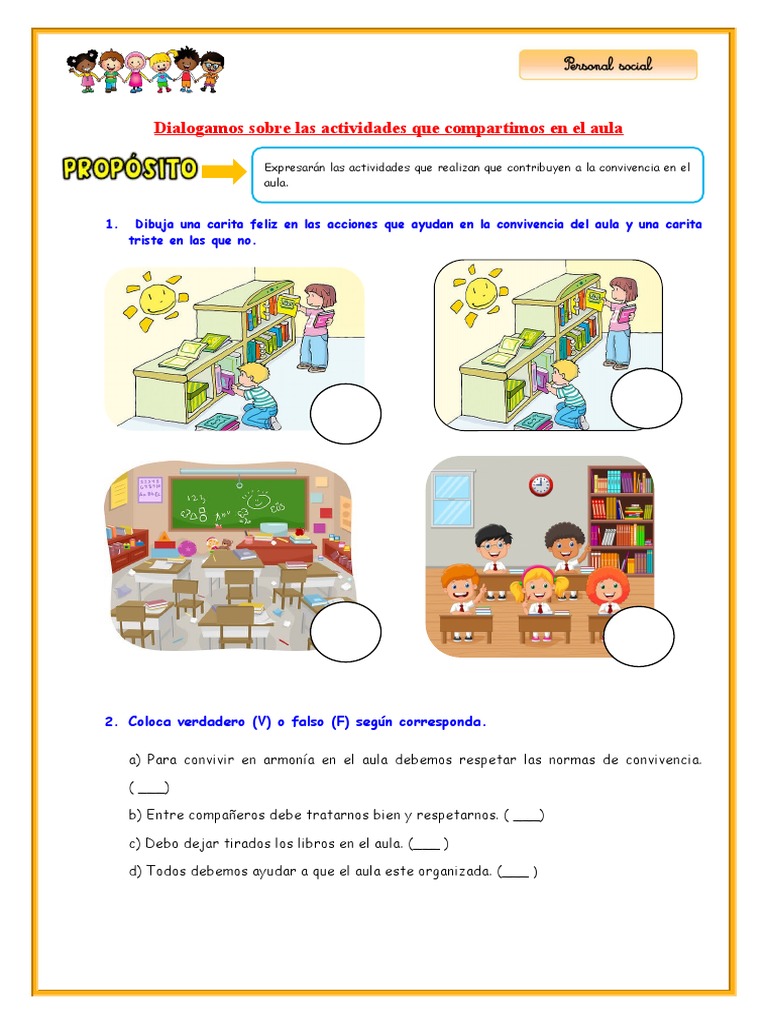 E2 Ficha Ps Dialogamos Sobre Las Actividades Que Compartimos en El Aula ...