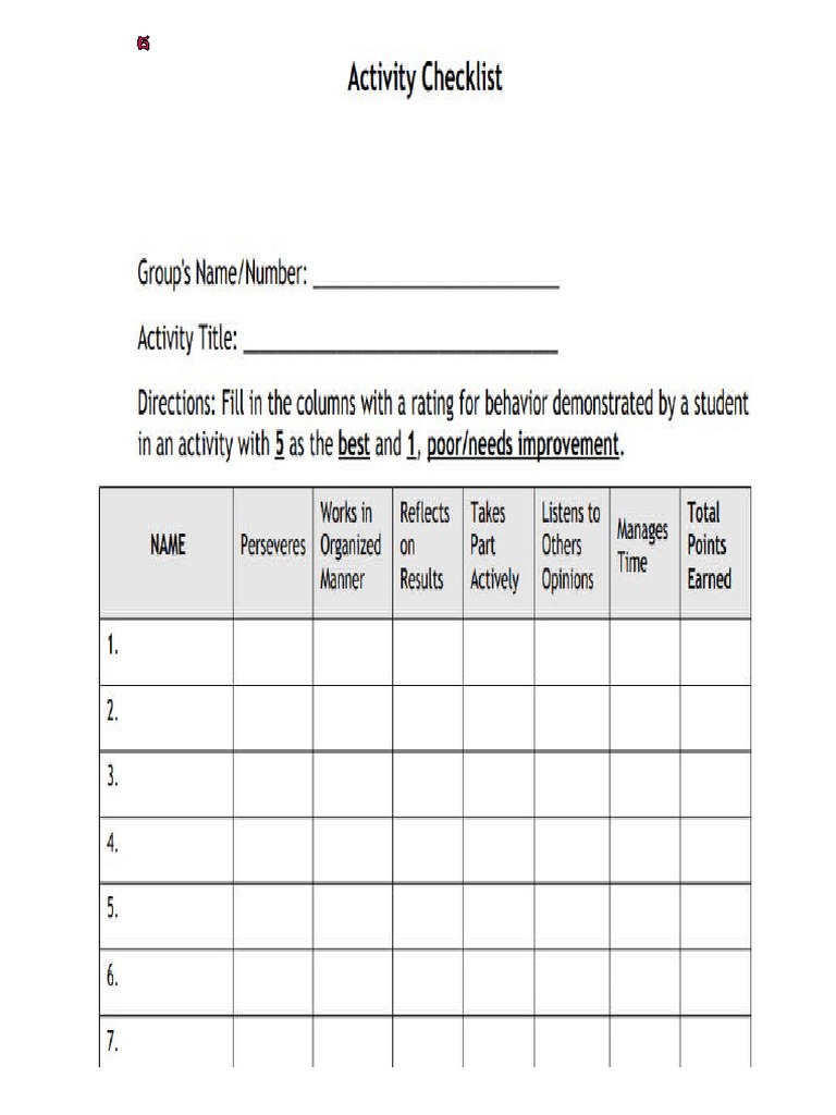 Activity Checklist | PDF