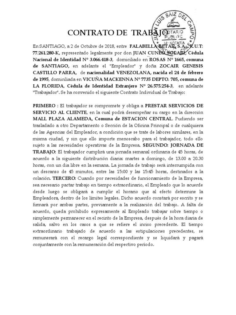 CONTRATO DE TRABAJO Modelo | PDF