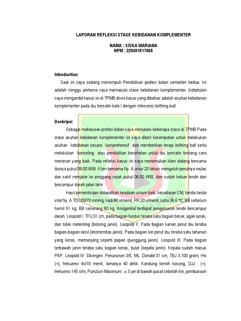 LR Stase Stase Komplementer - Siska Mariana 225491517068 | PDF | Pengembangan Diri | Sains ...