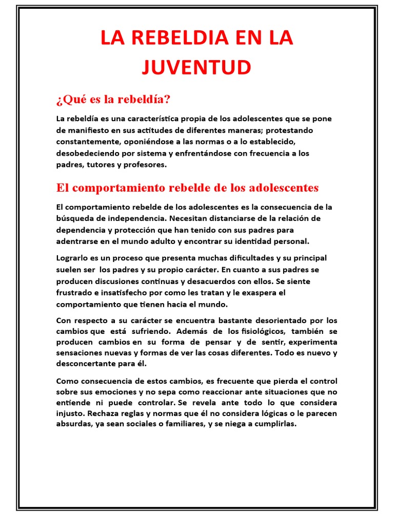 La Rebeldia en La Juventud | PDF | Salud y bienestar