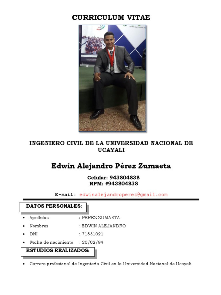 CV Edwin Alejandro Perez - 2021 | PDF | Ciencias fisicas | Ingeniería