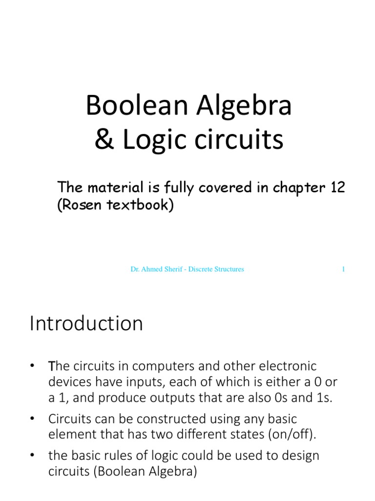 W5 Chapter 12 Intro To Boolean Algebra And Logic Circuits Print Pdf